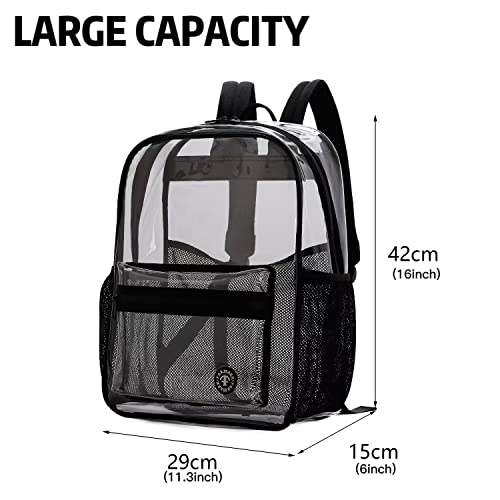 FARMARK Clear Backpack Heavy Duty, Transparent Backpack with Sturdy Strap for School/Travel/Work