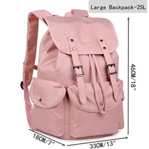 Large Waterproof Computer Laptop Backpack 15.6 inch College School Backpack Travel Hiking Backpack for Women (Pink)