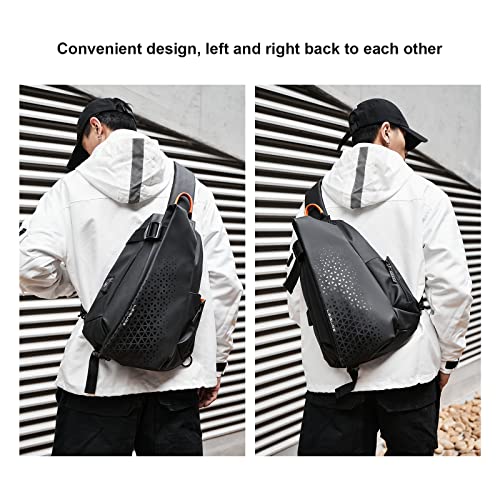 Sling Bag for Men Women,Small Waterproof Sling Backpack One Shoulder Bag, Lightweight One Strap Backpack Crossbody bag men with USB Charging Port