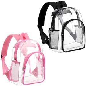 2 pieces cute clear backpack plastic transparent bookbag see through plastic bookbag for 1-5 year old kindergarten children (black, pink)