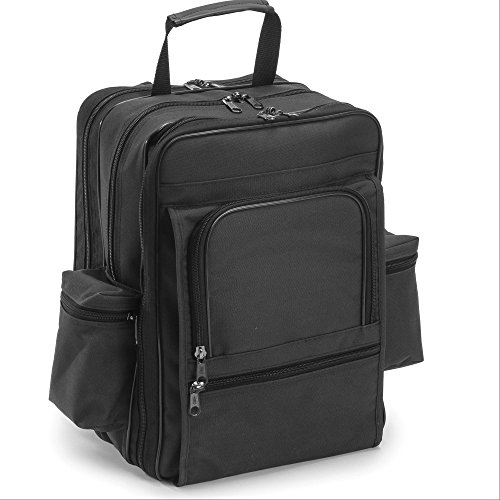 Hopkins EZ-View Deluxe Home Care Backpack, Waterproof, Ergonomic Straps, Lockable Zippers, Laptop Sleeve, Multiple Storage Compartments, Black, 11.5 In. x 9 In. x 16 In.