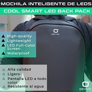 Black Smart LED Backpack, Customizable Laptop Backpack, Travel Laptop Backpack For Adult and College Students. Need Plug in the power bank to use,15.5Inch laptop.18L