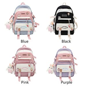 Mfikaryi kawaii Girls Backpack with Cute,Aesthetic Backpacks for School Bags,Bookbag with Cute Plush Pendant for Teens