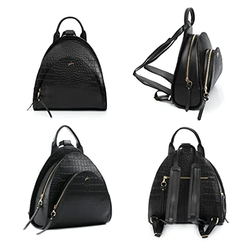 VELEZ Leather Mini Backpack For Women - Black Shoulder Bag Purse