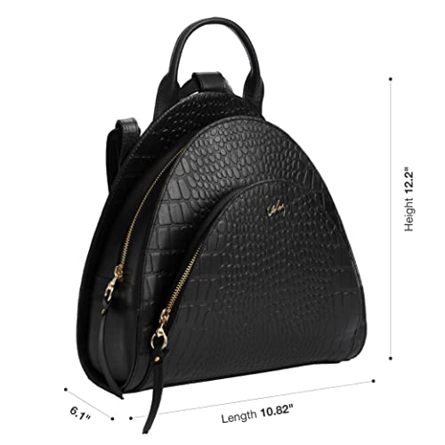 VELEZ Leather Mini Backpack For Women - Black Shoulder Bag Purse