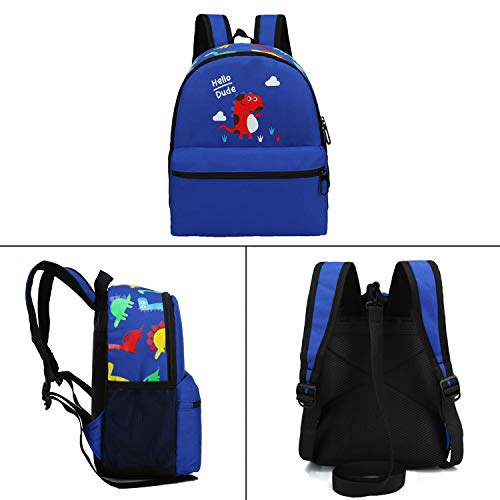 Kids Toddler Backpack Boys with Strap Dinosaur Blue Kindergarten Leash Bookbag (Blue-13)