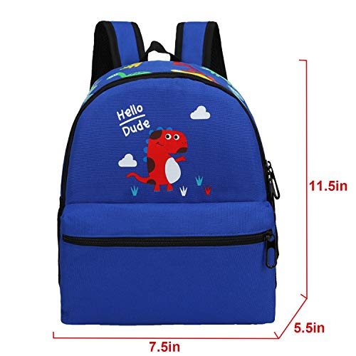 Kids Toddler Backpack Boys with Strap Dinosaur Blue Kindergarten Leash Bookbag (Blue-13)