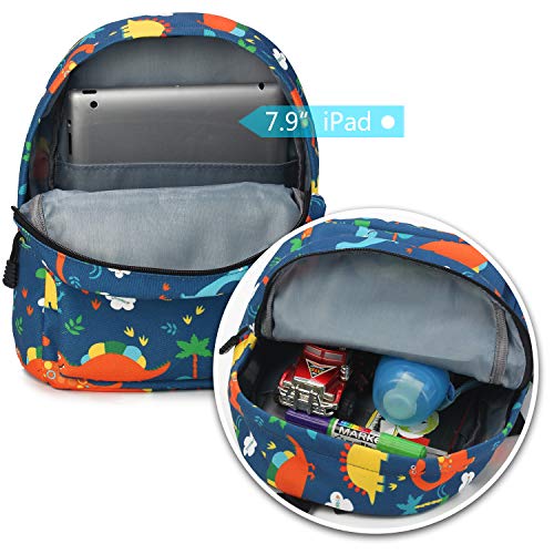 Zicac Children's Cute Canvas Backpacks Toddler Backpack (M, Blue Dinosaur)