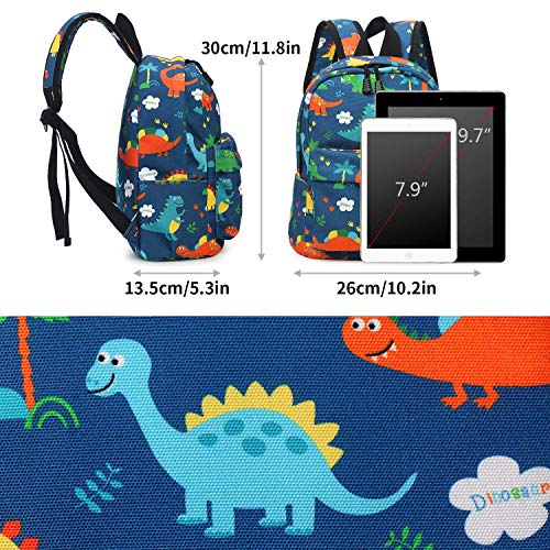 Zicac Children's Cute Canvas Backpacks Toddler Backpack (M, Blue Dinosaur)