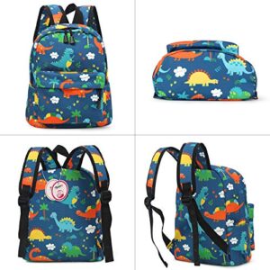 Zicac Children's Cute Canvas Backpacks Toddler Backpack (M, Blue Dinosaur)