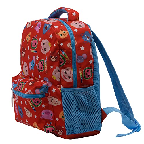 Cocomelon JJ & Animal Friends Allover Character Print 14” Backpack for Boys and Girls, Kids & Pre-school Travel Bag with Padded Back and Padded Adjustable Straps