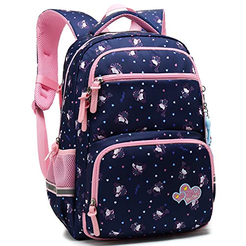 Kids Girls School Backpack with Chest Strap Princess Cute Big Elementary Bookbag (Medium, Royalblue)