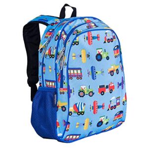 wildkin 15-inch kids backpack for boys & girls, perfect for early elementary, backpack for kids features padded back & adjustable strap, ideal for school & travel backpacks(trains, planes, and trucks)