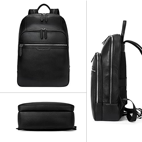 BOSTANTEN Men Leather Backpack 15.6 inch laptop Backpack Travel College Bag Black