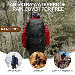 INOXTO 40L Hiking Backpack Camping Backpack with Waterproof Rain Cover for Men Women, Outdoor Sport Travel Daypack with Adjustable Chest and Hip Strap for Climbing Camping Touring (Khaki)