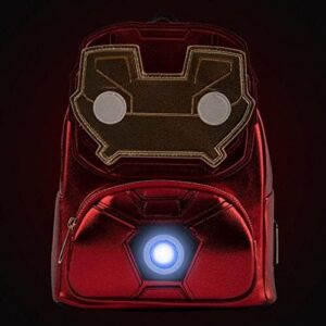 Loungefly x Marvel Iron Man Light Up Mini Backpack Metallic Leather