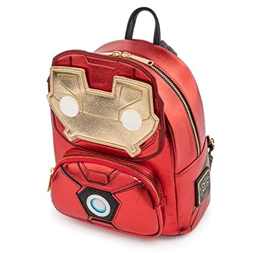 Loungefly x Marvel Iron Man Light Up Mini Backpack Metallic Leather