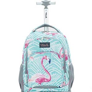 Tilami Kids Rolling Backpack 18 inch Boys and Girls Laptop Backpack, Flamingos