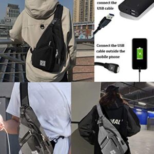 d'yallee 15.4" Sling Bag for Men Crossbody Shoulder Chest Bags Nylon for Travel Gym Sport Hiking with USB Charger Port