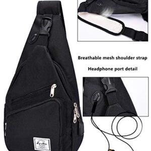 d'yallee 15.4" Sling Bag for Men Crossbody Shoulder Chest Bags Nylon for Travel Gym Sport Hiking with USB Charger Port