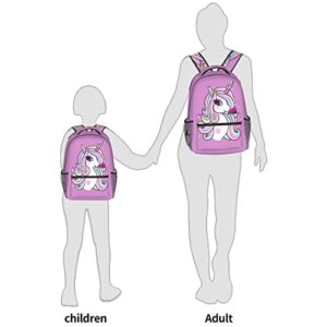 FeHuew Girls Rose Unicorn Backpacks Bookbag 16 Inch Shoulder Bag Daypack for 1-5th Grade School