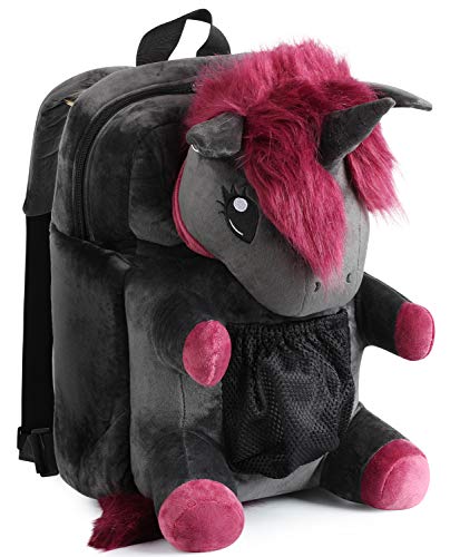 Corimori 1857""Ruby" The Punk Unicorn Schoolbag Backpack, Girls/Women, Black Plush Laptop Bag 15 Inches