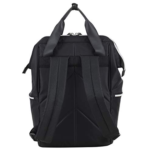 BODHI Doctor Bag Style Top Load Backpack Purse With Front Large Zipper Pockets, Black