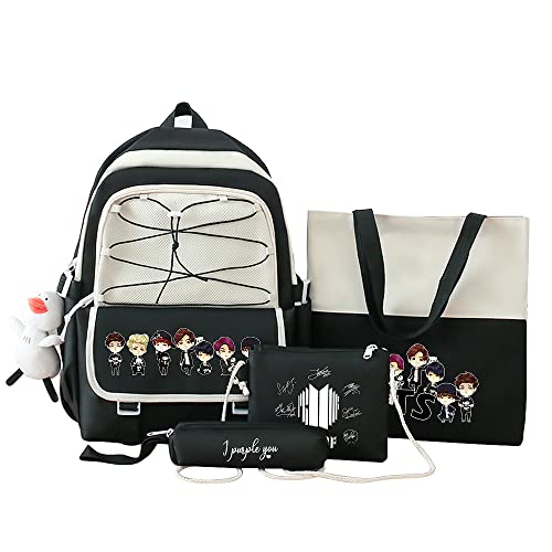 Alikpop Backpack Jimin Suga Jin Taehyung V Jungkook Korean Casual Backpack Daypack Laptop College Bag Bookbag School Backpack (BLACK1)