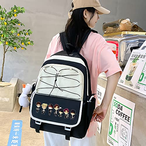 Alikpop Backpack Jimin Suga Jin Taehyung V Jungkook Korean Casual Backpack Daypack Laptop College Bag Bookbag School Backpack (BLACK1)