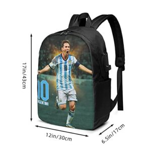 King Of Argentina #10 Messi Classic 17 Inch Laptop Backpack Large Capacity College Backpacks School Bookbags For Women Men