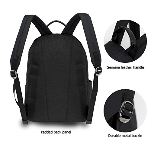 Cheryl & Wong Genuine Leather Trim Durable shoulder Strap Attachment Laptop Travel Backpack,Fit 15.6" Laptop (Heather black)