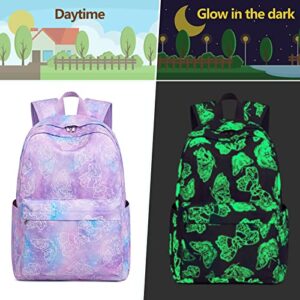 CAMTOP Kids Backpack for Girls Luminous School Bookbag with Lunch Box Set for Preschool Kindergarten Elementary (Butterfly Schoolbag)