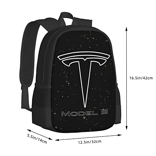 Te-Sla Model-3-Logo Bag Backpack School Bag Adjustable Large Capacity Leisure Travelling Bag Unisex