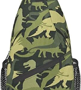 Sling Bags,Green Dinosaur Men Women Shoulder Backpack,Chest Bag Daypack for Hiking Travel