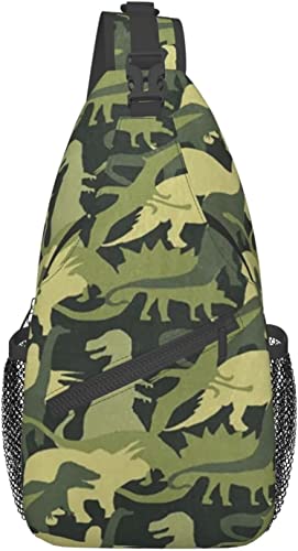 Sling Bags,Green Dinosaur Men Women Shoulder Backpack,Chest Bag Daypack for Hiking Travel