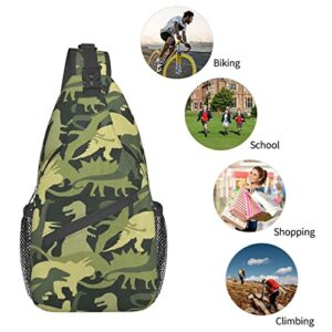 Sling Bags,Green Dinosaur Men Women Shoulder Backpack,Chest Bag Daypack for Hiking Travel