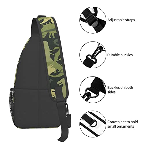 Sling Bags,Green Dinosaur Men Women Shoulder Backpack,Chest Bag Daypack for Hiking Travel