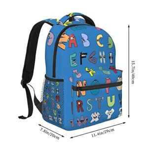 ILVTYAN Alphabet Lore Backpack, Casual Backpacks Cartoon Backpack Large Capacity Travel Backpack Boys Girls