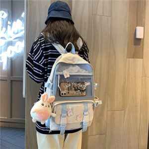 ncduansan Kawaii Backpack with Kawaii Pin and Accessories Cute Kawaii Backpack for School Bag Kawaii Girl Backpack Cute(Green)