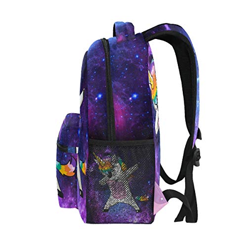 Dabbing Unicorn Backpack for Girls Boys Nebula Galaxy Kids School Book Bag Cool Stars Student Laptop Backpacks Casual Durable Lightweight Travel Sports Day Pack Carrying Bags