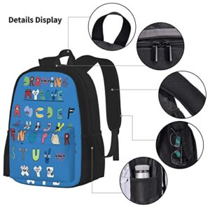 ILVTYAN Alphabet Lore 3 Piece Backpack Set, Cartoon Alphabet Backpack Pencil Case Lunch Bag Casual Backpack Combo Unisex