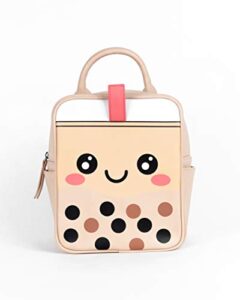 boba premium faux-leather backpack, crossbody, or purse (milk tea)