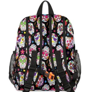 AUUXVA Kids Backpack Mexican Skull Printed Flower Toddler Shoulder Travel Elementary School Bags Preschool for Girls Boys