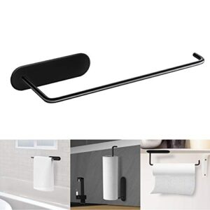 Paper Towel Holder - Self Adhesive Paper Towel Rack Under Cabinet Mount SUS304 Stainless Steel for Kitchen Bathroom Large Roll Paper, 4 Piece (Matte Black)