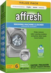 affresh washing machine cleaner, cleans front load and top load washers, including he, 6 tablets