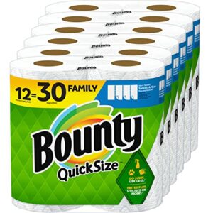 bounty quick-size paper towels, white, 12 family rolls = 30 regular rolls (packaging may vary)