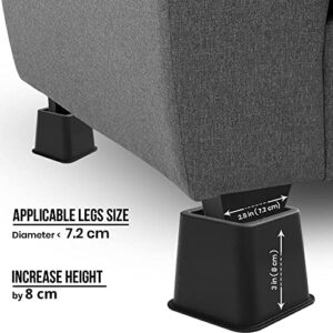 Utopia Bedding Adjustable Bed Furniture Risers - Elevation in Heights 3, 5 or 8 Inch Heavy Duty Risers for Sofa and Table - Supports up to 1,300 lbs - (Set of 4 Riser, Black)