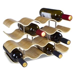 bellglee 14 bottles wine racks countertop for shelf, 4-tier wooden wine bottle holder stand, freestanding wine storage for inside cabinet organizer for home décor, bar and pantry