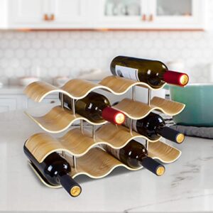 Bellglee 14 Bottles Wine Racks Countertop for Shelf, 4-Tier Wooden Wine Bottle Holder Stand, freestanding Wine Storage for Inside Cabinet Organizer for Home Décor, Bar and Pantry