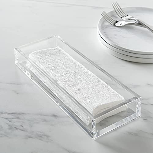 Huang Acrylic Clear Hand Towel Tray 11"x4" (10.5"x3.5" Internal) | for Bathrooms, Kitchens, Hosting, Picnics, Parties | Long Lasting Premium Acrylic Construction